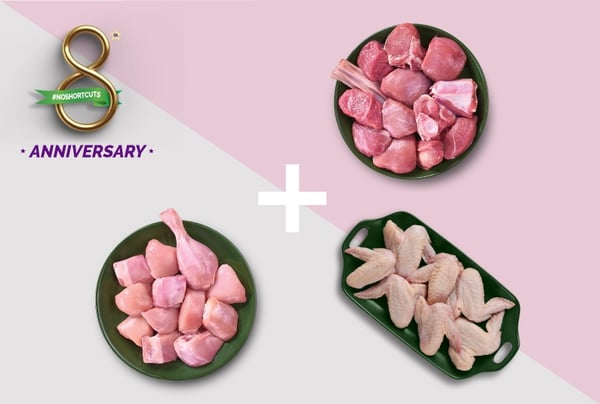 Triple Combo: (Premium Goat Curry Cut 480g Pack + Premium Chicken ...