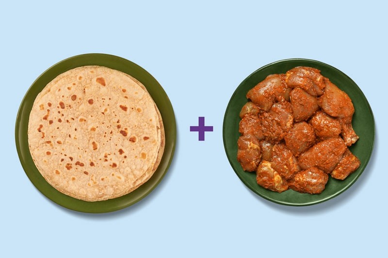 Wheat Chapati / Roti + Chicken Ghee Roast : Buy online | freshtohome.com