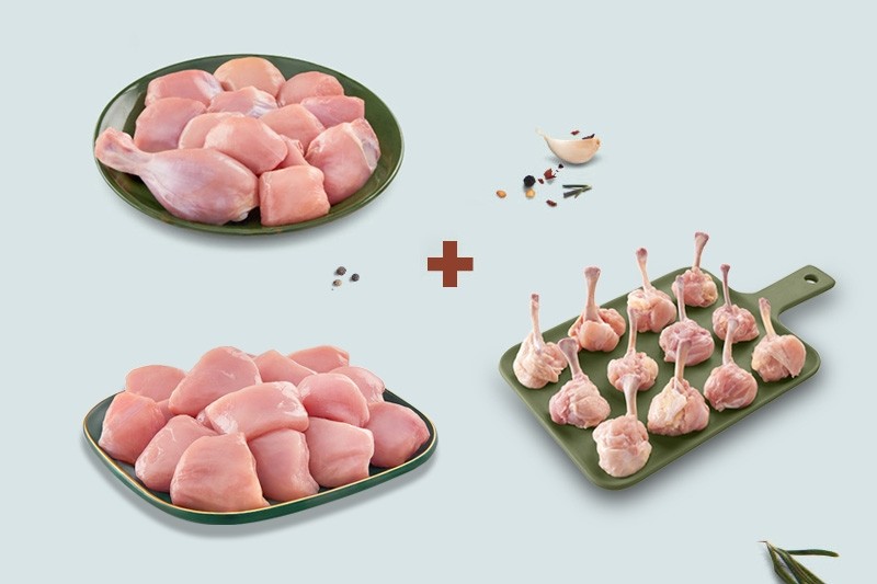 Triple Combo: (480g Premium Chicken Skinless Curry Cut + 480g Premium ...