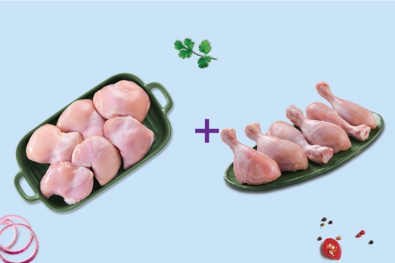 Combo: (380g Premium Chicken Thigh Boneless Pack + Premium Chicken ...