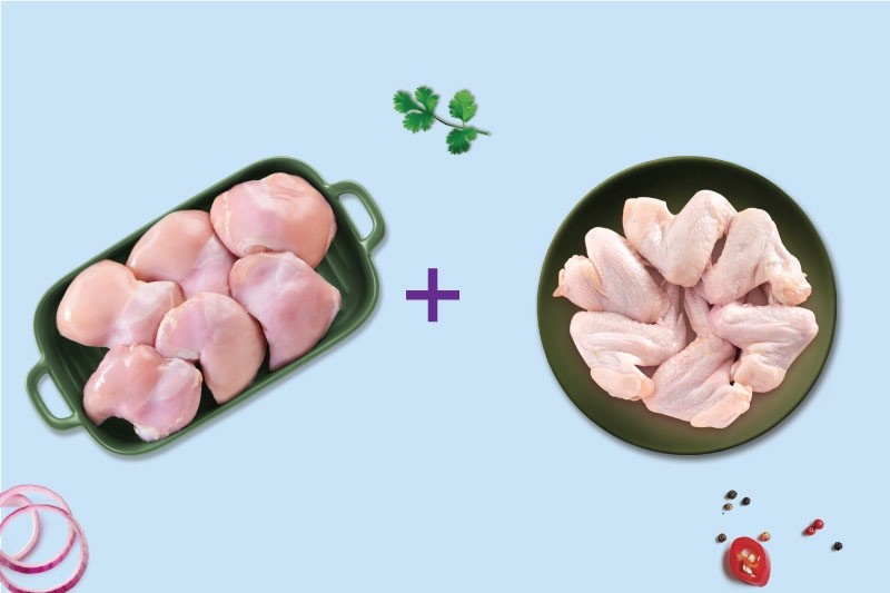 Combo: (380g Premium Chicken Thigh Boneless Pack + 480g Premium Chicken ...
