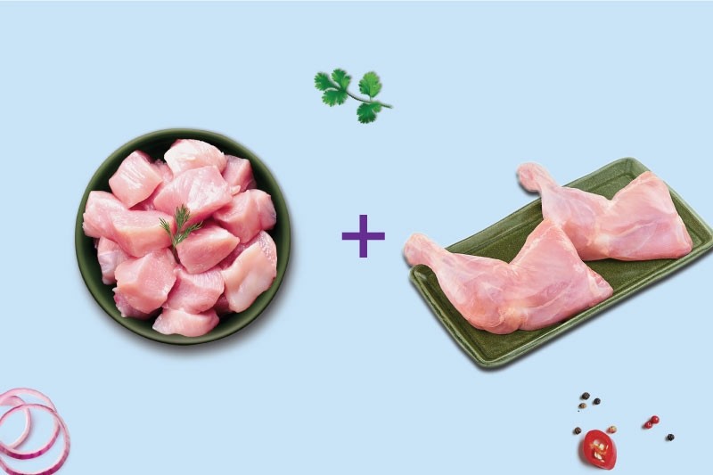 Combo: (300g Premium Boneless Chicken Cubes + Premium Chicken Thigh ...