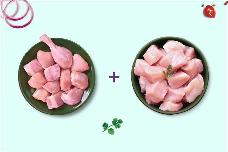 Chicken Skinless Curry Cut + Chicken Boneless Cubes : Buy online ...