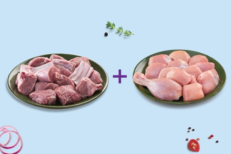 Combo: (Premium Tender Lamb Curry Cut (480-500g Pack) + Premium Chicken ...