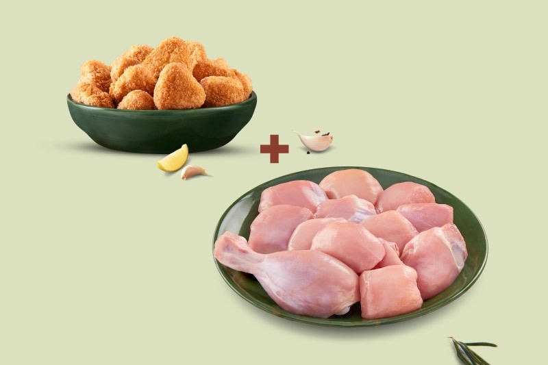 Combo: (480g Premium Chicken Skinless Curry Cut + 360g Crunchy Chicken ...