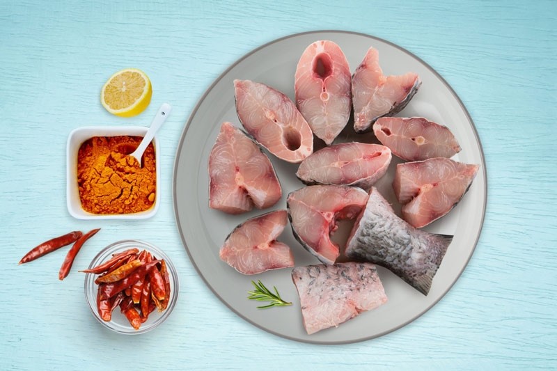 Rohu / Rui (2kg to 3kg) - Bengali Cut (May include head pieces) : Buy ...