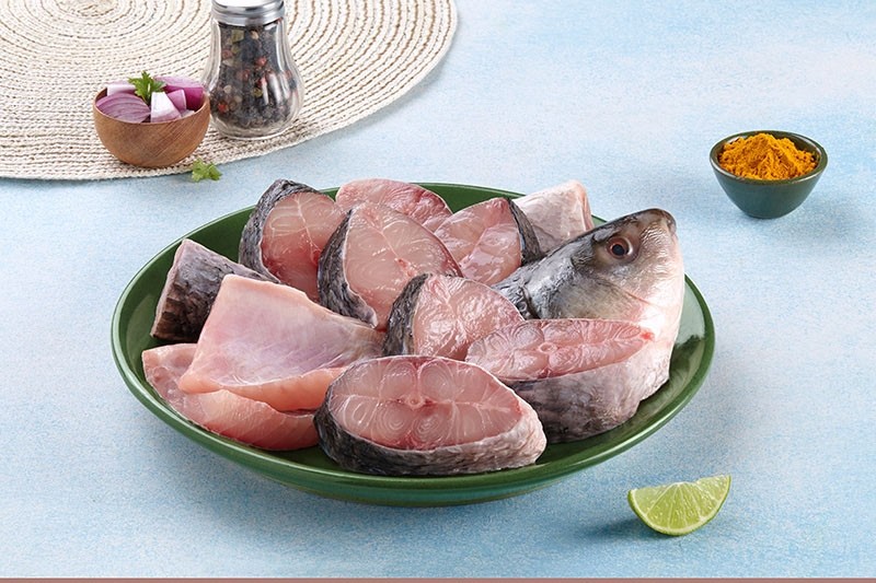 Rohu / Rui (2kg to 3kg) - Curry Cut (May include head pieces) : Buy ...