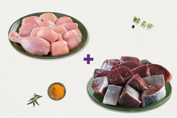 Combo: (Premium Tender Chicken Skinless Curry Cut 500g + Tuna/Choora ...