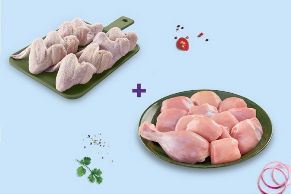 Combo: (480g Premium Chicken Skinless Curry Cut + 480g Premium Chicken ...