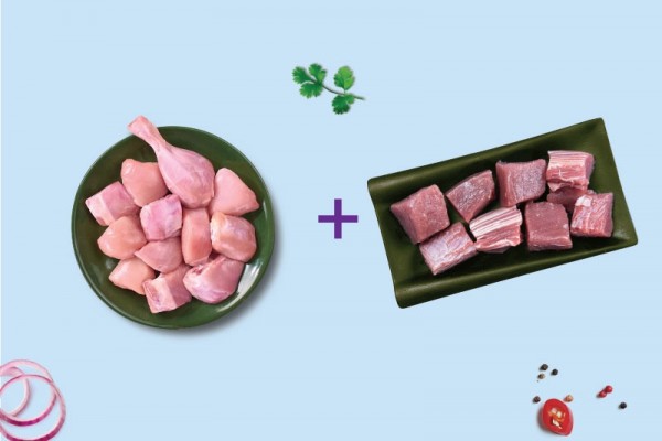 Combo: (Premium Chicken Skinless Curry Cut 480g Pack + Tuna / Choora ...