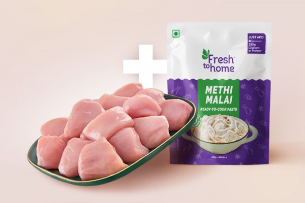 Combo: (Premium Boneless Chicken Cubes 250g + Methi Malai Ready-To-Cook ...